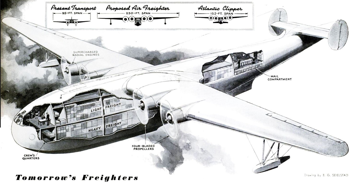 Tomorrow's Air Freighters, June 1941 Popular Science - Airplanes and ...